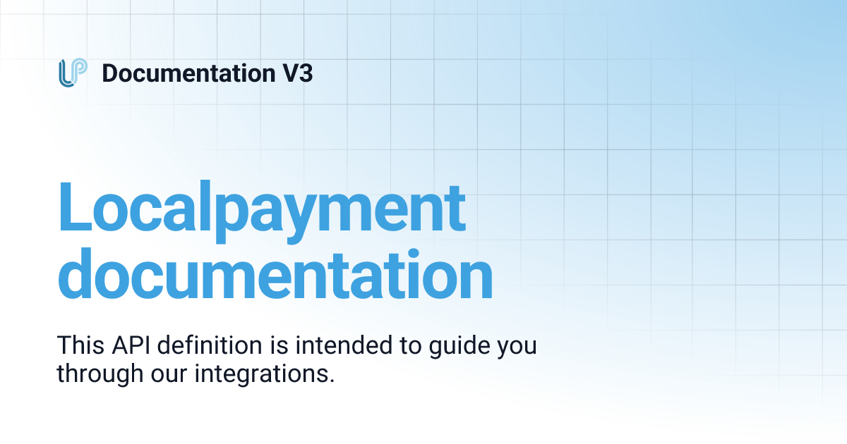 Localpayment documentation V | Documentation V3