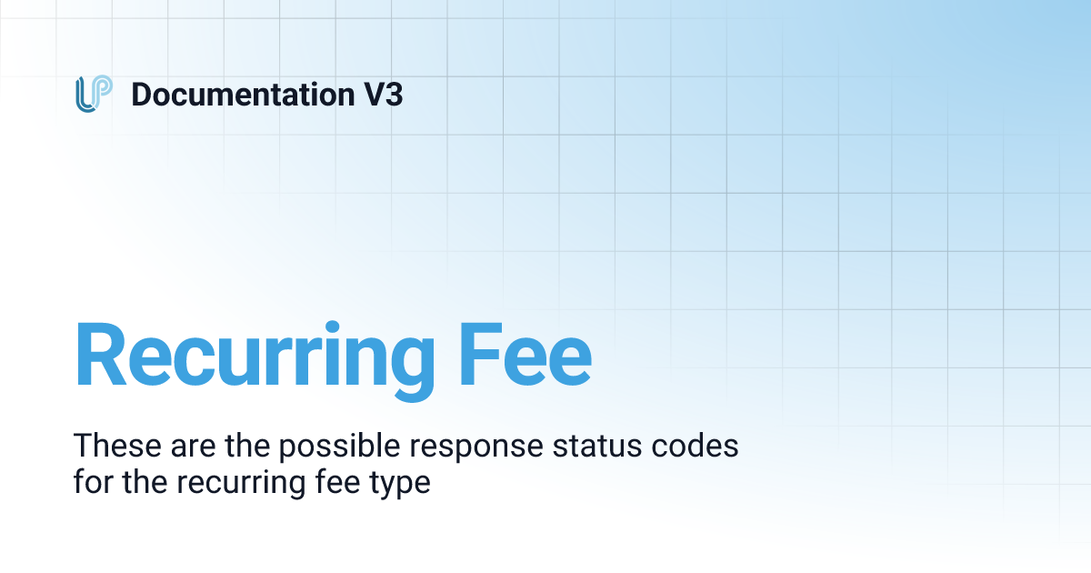 Recurring Fee | Documentation V3