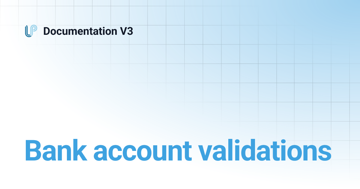 Bank account validations | Documentation V3