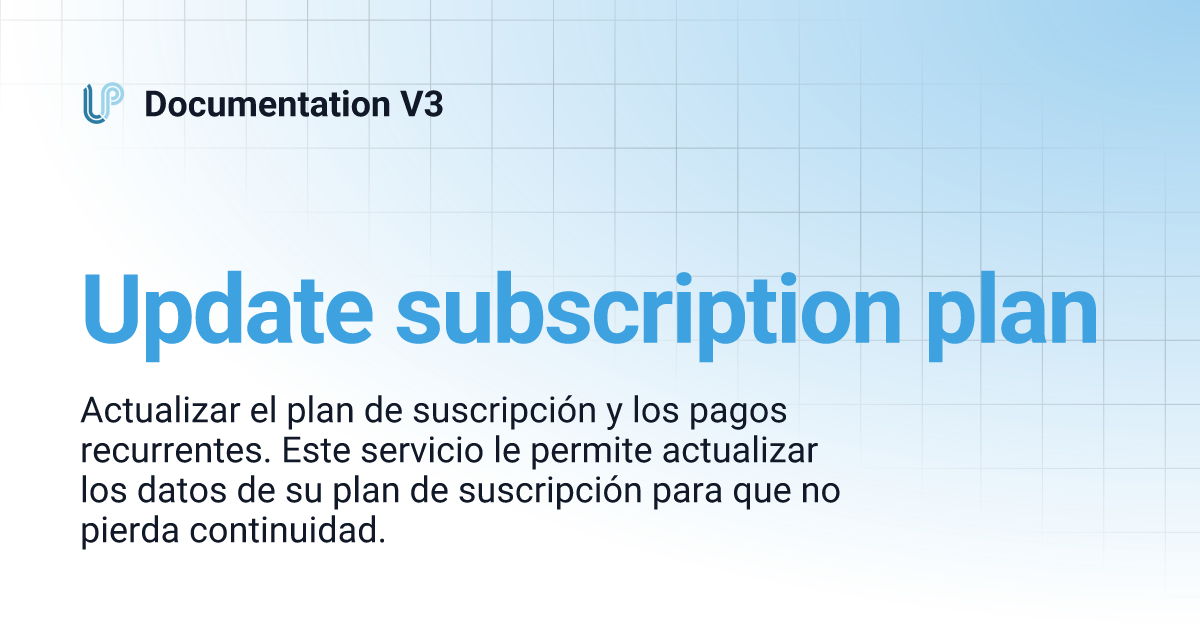 Update subscription plan | Documentation V3