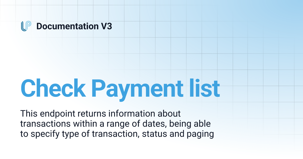 Check Payment list | Documentation V3