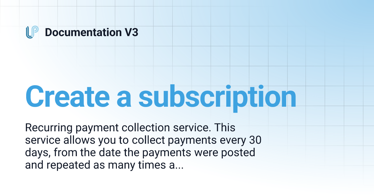 Create a subscription | Documentation V3