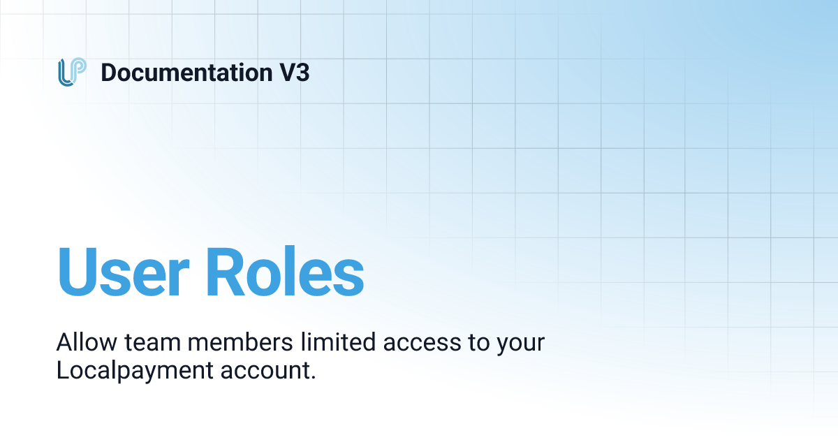 User Roles | Documentation V3