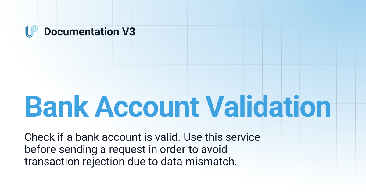 Bank Account Validation | Documentation V3